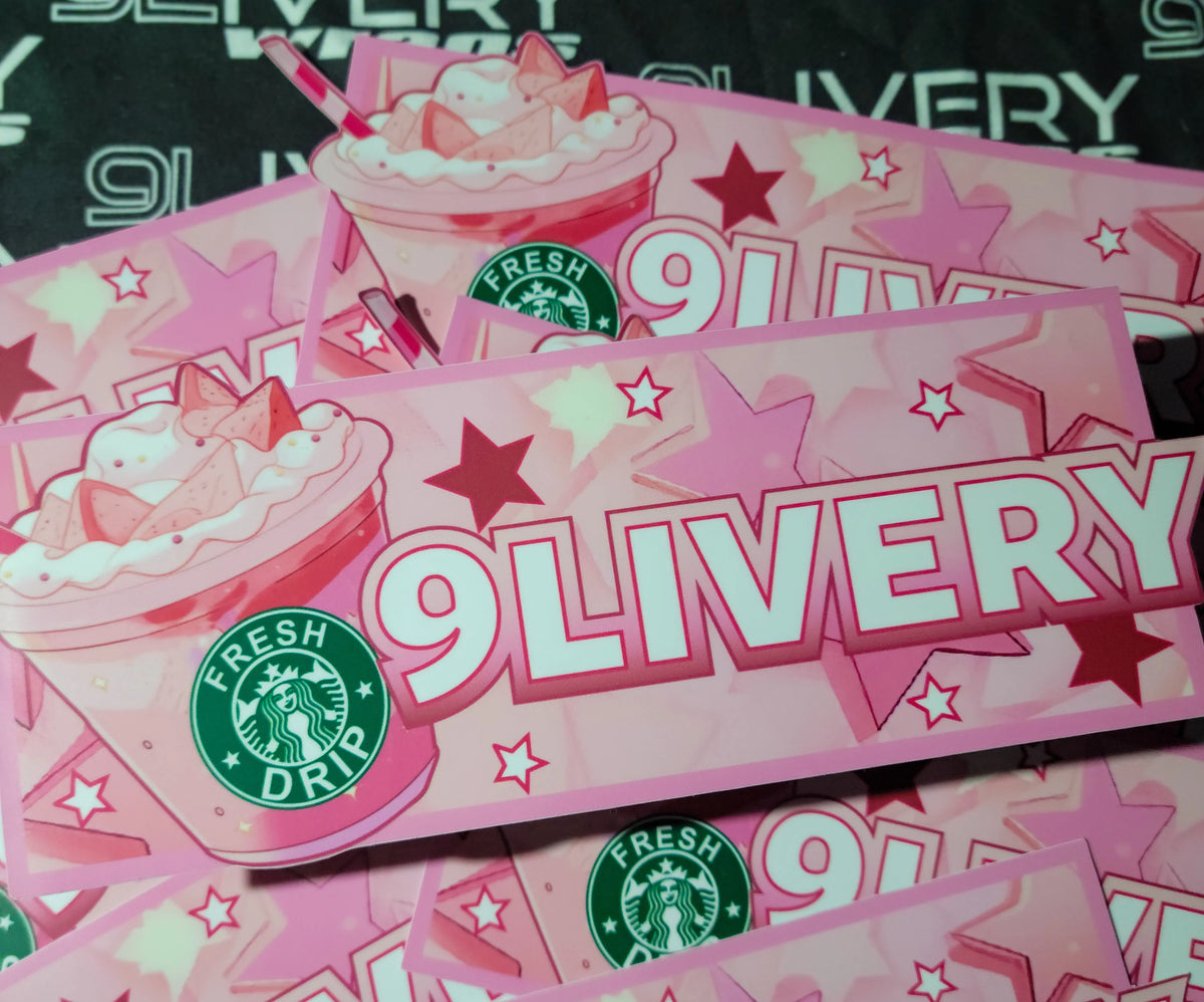 Fresh Drip Starbucks Lover Kawaii Pink Drink Slap Sticker Skate-decks
