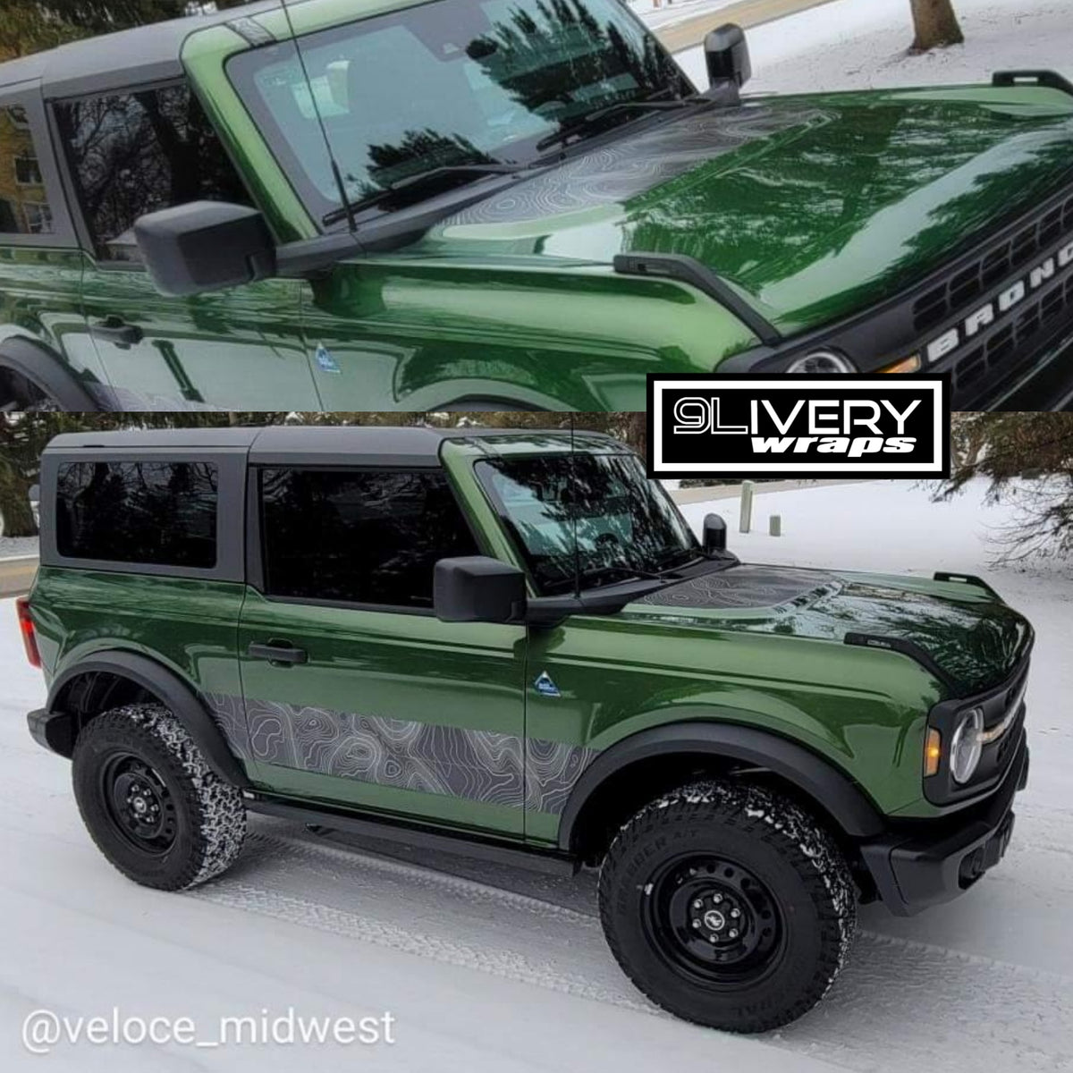 Ford Bronco Topography Stripes and Hood Cowl Stripe Kit for 2 door and