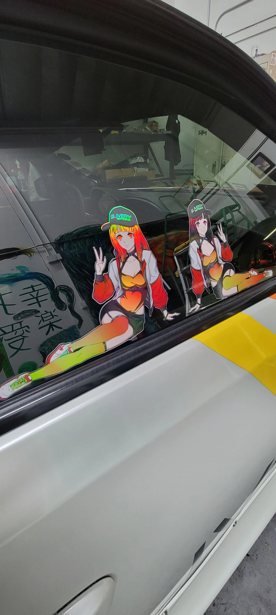 Jenny Car Girl Decal - Kawaii Retro TRD Style Anime Girl Sticker for C